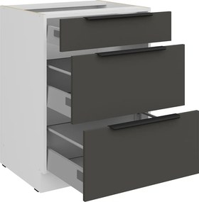 ARIA po | dolní skříňka 60 D 3S zásuvková | 60 cm | PREMIUM BOX | bílá/šedá grafit