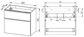 EBS Nevio B Skříňka pod umyvadlo 81 cm s černým úchytem, dub Riviera S_NEVIO81CDBU