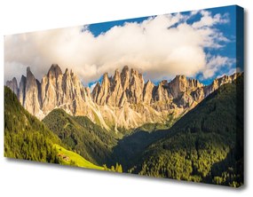 Obraz na plátně Vrcholy Hor Mraky Lesy Louka 120x60 cm