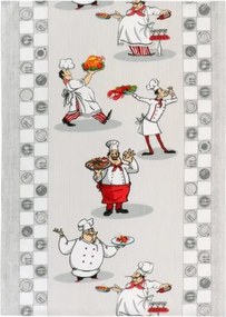 Bellatex Kuchyňská utěrka 1 ks 50x70 cm Kuchař Šedá,Bílá,Červená