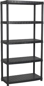 Úložný regál 5patrový černý 85 x 40 x 185 cm plast 147685