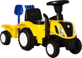 HOMCOM Dětský traktůrek NEW HOLLAND na šlapání s řízením a osvětlením, dětský bagr se skládacím prostorem pod sedadlem, pro děti do 25kg, vhodný pro 1
