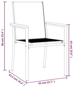 Zahradní židle 6 ks černé 55 x 61,5 x 90 cm textilen a ocel,  3187086
