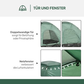 Outsunny stan pro 2 osoby na kempování, maskovací kupolovitý stan, lehký, ventilovaný, snadno se skládá s zipovými dveřmi, úložným prostorem, taška n…