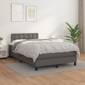 vidaXL Box spring postel s matrací 120x200 cm umělá kůže [3141116] Barva: Šedá