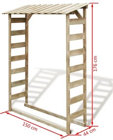 vidaXL Přístřešek na dříví 150 x 44 x 176 cm impregnovaná borovice