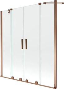 Mexen Velar Duo vanová stěna 2-křídlová posuvná 160 x 150 cm, transparentní, růžové zlato - 896-160-000-02-60