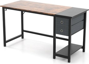 Costway 140 cm dlouhý stůl se 2 zásuvkami, háčkem na sluchátka a úložným