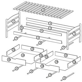 Dětská postel z MASIVU borovice 200x90cm SE ŠUPLÍKY - MARY - bílá