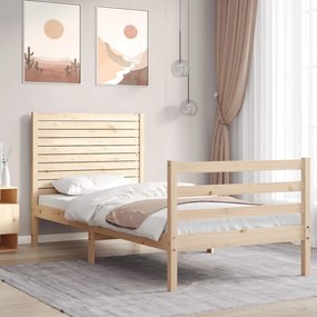 vidaXL Rám postele s čelem 90 x 200 cm masivní dřevo [3195015] Barva: Přírodní