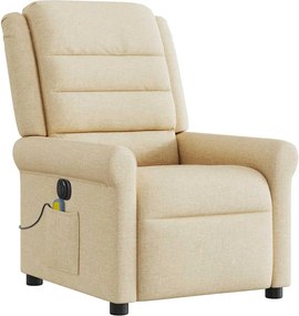 Elektrické masážní polohovací křeslo krémové textil 3303312