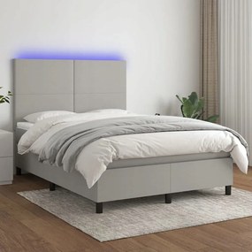 Box Spring Postel S Matrací A Led Textil Světle Šedá Hladký design 140 x