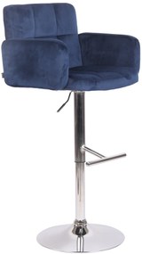 Barová židle Haworth - samet - chromovaný rám | modrá
