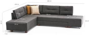 Hanah Home Rozkládací rohová pohovka MANAMA antracit levý roh 825BLC2541