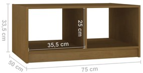 Konferenční stolek medově hnědý 75x50x33,5 cm masivní borovice - Default Title