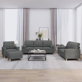 3dílná sedací souprava s poduškami vínová textil