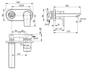 Ideal Standard Tesi - Umyvadlová baterie pod omítku, díl 2, Chrom, A6578AA