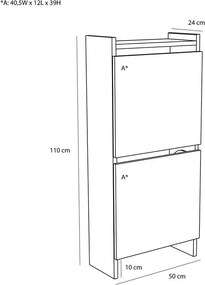 Výklopný botník v dekoru dubu v přírodní barvě 50x110x24 cm Forma – Hübsch