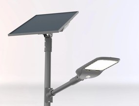 FAN LED-IPERION-75-SOLAR Veřejné solární osvětlení STRADALE IPERION stříbrná, hliník, 75 W, 13500 lm, 4000 K, IP65, solární panel, 9,9 x 82,06 x 28 cm - FANEUROPE
