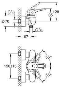 Grohe Eurostyle - Sprchová baterie nástěnná, měsíční bílá 33590LS3