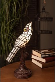 Stolní lampa Tiffany White Parrot - 15*12*33 cm E14/max 1*25W