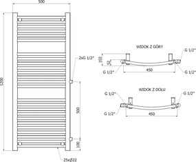 Mexen Ares, topné těleso 1200 x 500 mm, 531 W, boční pravé a spodní připojení, černá, W102-1200-500-00-70-S
