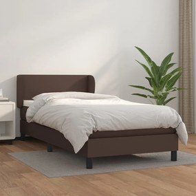 vidaXL Box spring postel s matrací hnědá 90x200 cm umělá kůže