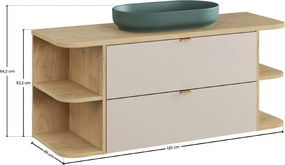 Comad Koupelnová skříňka s deskovými umyvadly set Dalia Cashmere 120 kašmír/dub cremona