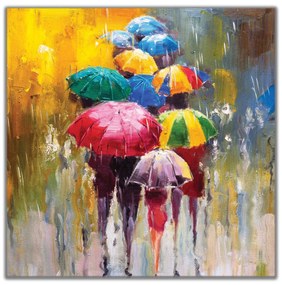 Malvis ® Obraz procházka v dešti I Velikost: čtverec - 50x50 cm