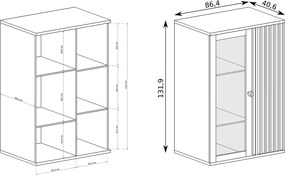 Vitrína 2D BARBUS dub artisan/černá
