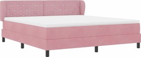 Postel s boxspringem s čelo Růžová 180 x 200 cm samet 3340351