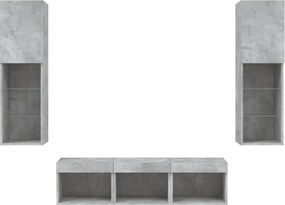 5dílná obývací stěna s LED betonově šedá kompozitní dřevo 3216607