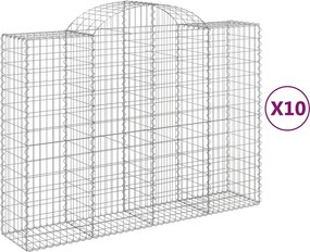 Klenuté gabionové koše 10ks 200x50x140/160cm pozinkované železo 3146370