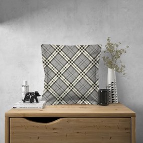 Ervi povlak na polštář bavlněný s lemem - Grey Tartan