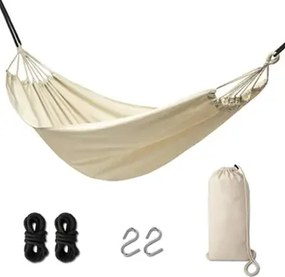 KIK Houpací síť Boho ecru / Nosnost 120 kg / 200x152 cm / bavlna, poly