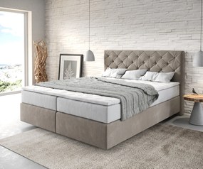 DELIFE Boxspring postel Dream-Great 160x200 cm mikrovlákno béžová s taštičkovou pružinovou matrací a visco topperem