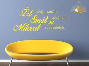 Samolepky na zeď - Žít, smát se a milovat Barva: Hnědá tmavá, Velikost: 60x27 cm