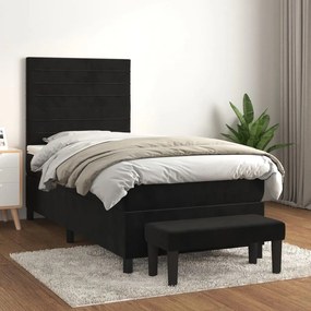 Box spring postel s matrací černá 90x200 cm samet 3137883