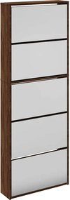 Botník se zrcadlem 5patrový hnědý dub 63 x 17 x 169,5 cm 3228285