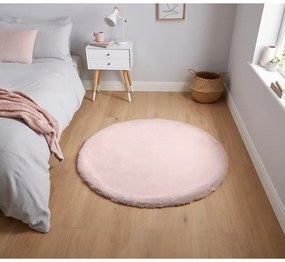 Růžový koberec Think Rugs Teddy, ⌀ 120 cm