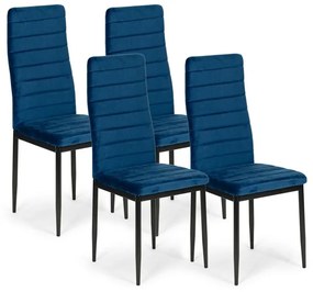 modernHOME Židle s profilovanou opěrkou - BLUE VELVET - 4 kusy
