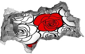 Wallmuralia Nálepka 3D díra na zeď samolepící Růže 95x73 cm