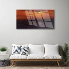 Obraz na skle Moře Loďka Krajina 100x50 cm