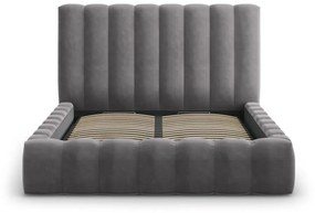 Šedá čalouněná dvoulůžková postel s úložným prostorem s roštem 180x200 cm Kelp – Micadoni Home