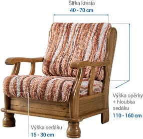 Bielastické potahy OCEANO NOVÉ cihlové křeslo s dřevěnými rukojeťmi (š. 40 - 70 cm)