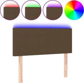Čelo postele s LED tmavě hnědé 90x5x78/88 cm textil 3121317