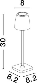 NV 9223413 Venkovní stolní lampa COLT tmavě šedý litý hliník a akryl LED 2W 3000K IP54 62st. 5V DC vypínač na těle USB kabel stmívatelné - NOVA LUCE