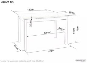 Jídelní stůl Adam 120 cm dub lancelot/bílý