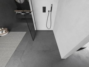 Mexen Kioto, sprchová zástěna Walk-In 90 x 200 cm, 8mm čiré sklo černý vzor, ​​grafitový profil, 800-090-101-95-77