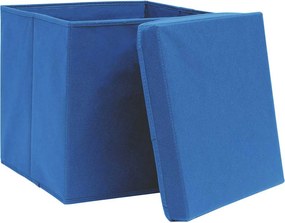 Úložné boxy s víky 4 ks 28 x 28 x 28 cm modré 325196